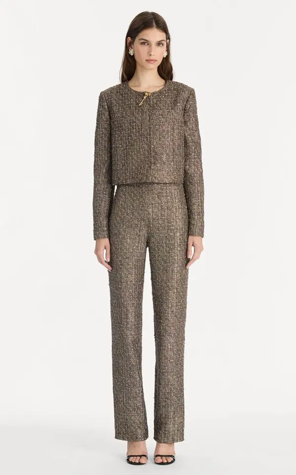 Oscar De La Renta Cropped Lurex Tweed Jacket