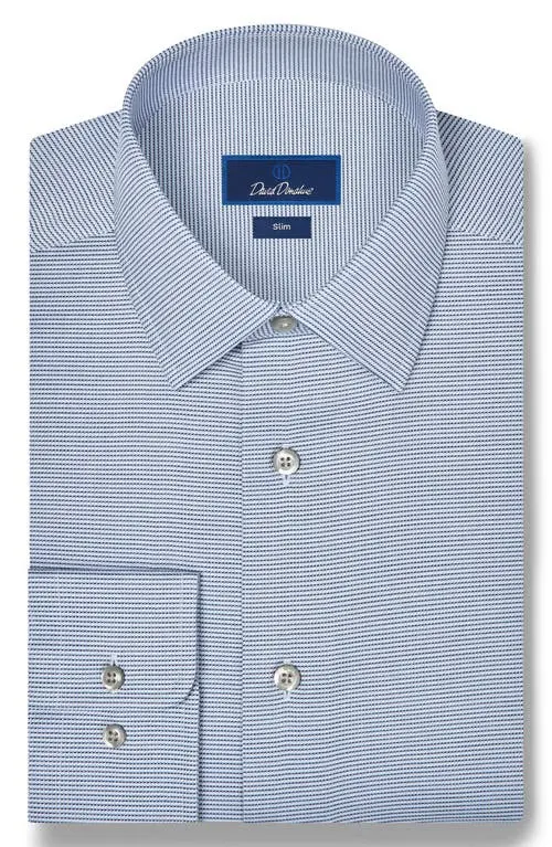 David Donahue Slim Fit Stretch Micro Twill Dress Shirt - Sky/navy