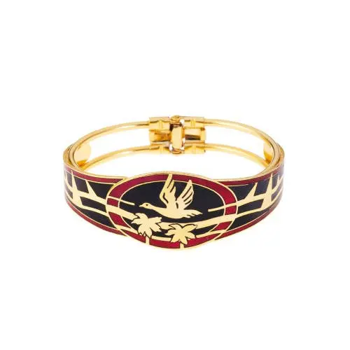 SUSAN CAPLAN 1980s Vintage Cloisonné Bracelet - Black Multi