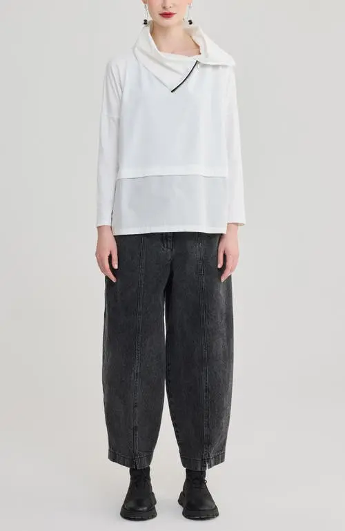 LUUKAA Quinn Panelled Tunic Top - Ecru