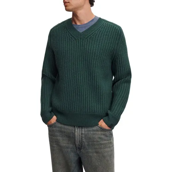 Rag & Bone Theo Cashmere Blend V-neck Sweater - Dkgrn