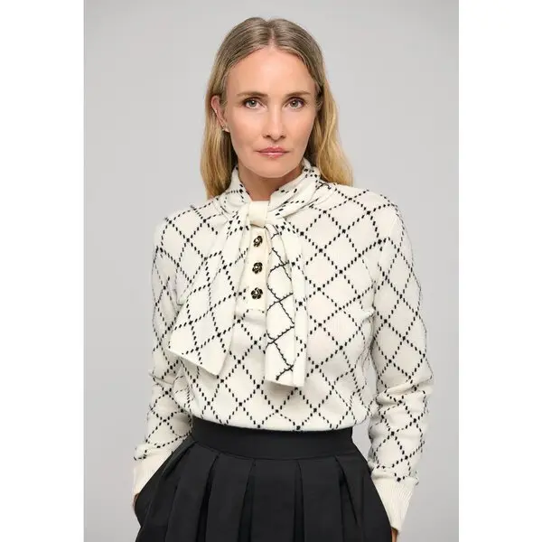 DEA KUDIBAL Krystledea Merino Agryle Tie Neck Jumper