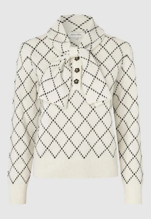DEA KUDIBAL Krystledea Merino Agryle Tie Neck Jumper
