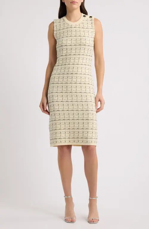 Anne Klein Tweed Shift Dress - Ivory Shell