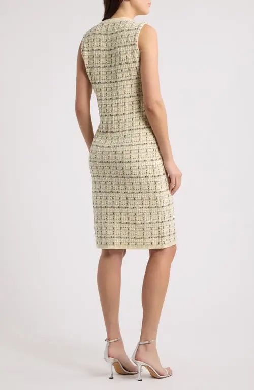 Anne Klein Tweed Shift Dress - Ivory Shell