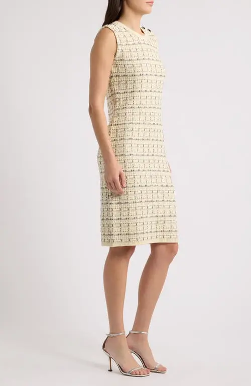 Anne Klein Tweed Shift Dress - Ivory Shell