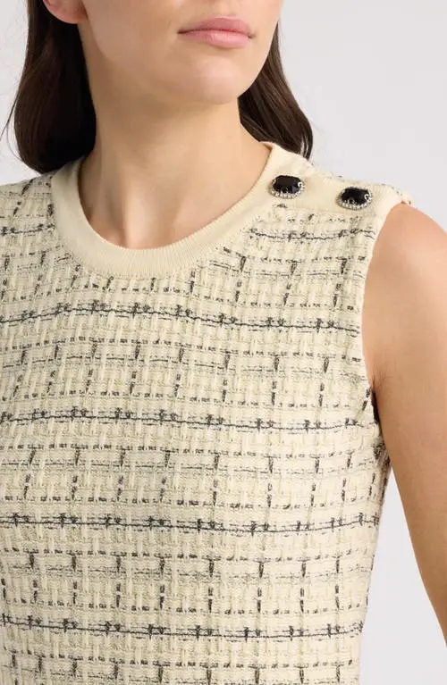 Anne Klein Tweed Shift Dress - Ivory Shell