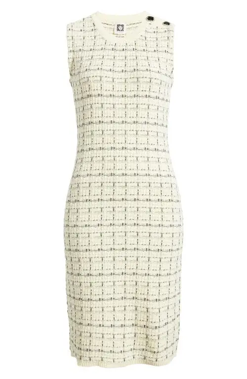 Anne Klein Tweed Shift Dress - Ivory Shell