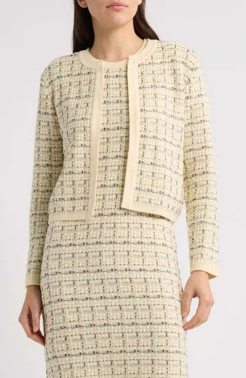 Anne Klein Tweed Open Front Shrug - Ivory Shell