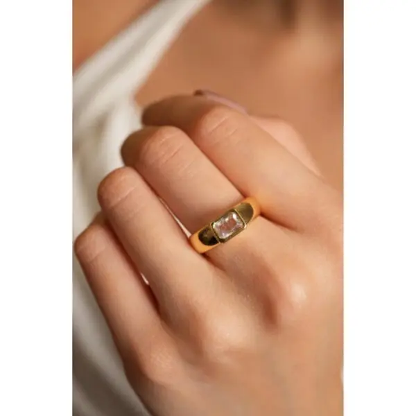 Argento Vivo Madeline Bezel Cubic Zirconia Ring - Gold