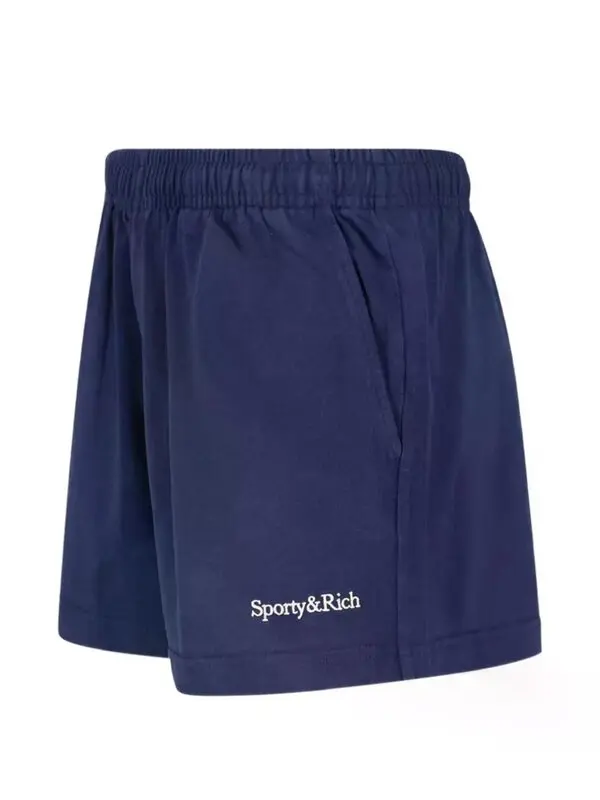 Sporty & Rich Lucy Serif Logo-print Cotton Shorts
