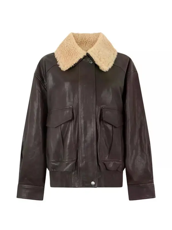 Max Mara Shearling-collar Leather Jacket