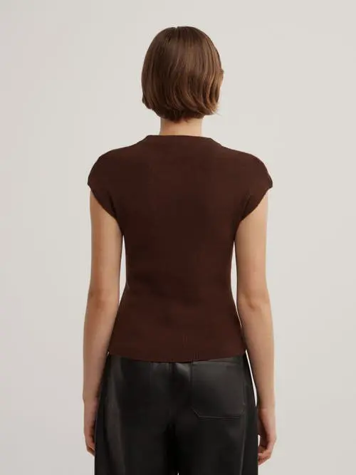 Witchery High Neck Knit T-shirt - Espresso