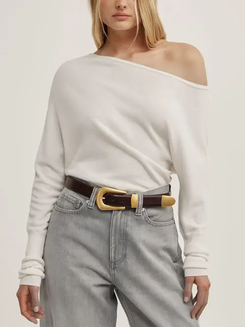 Witchery Fine Asymmetric Knit - Chalk