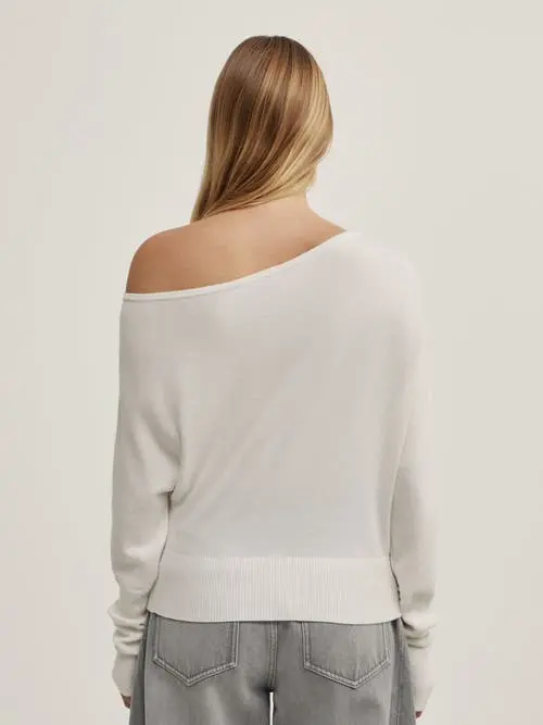 Witchery Fine Asymmetric Knit - Chalk