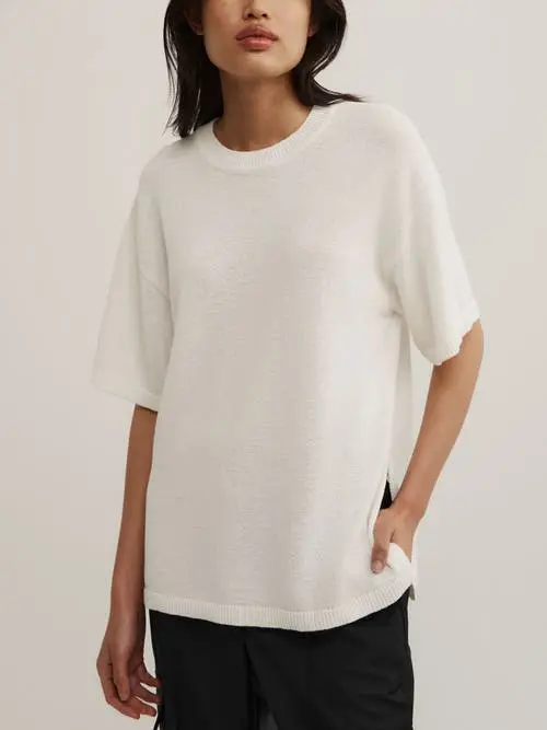 Witchery Relaxed Knit T-shirt - Chalk