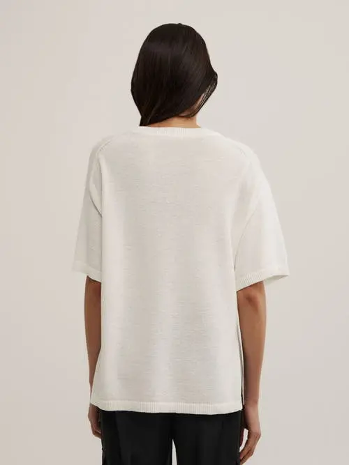 Witchery Relaxed Knit T-shirt - Chalk