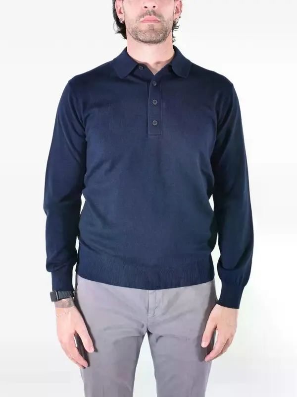 KANGRA Long-sleeve Polo Shirt - Blue