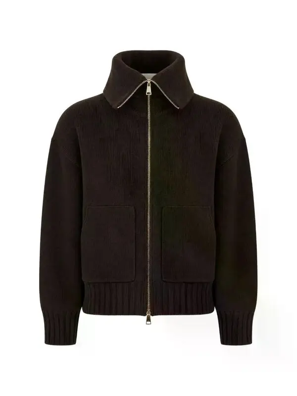 VANISE Zip-up Cardigan - Brown