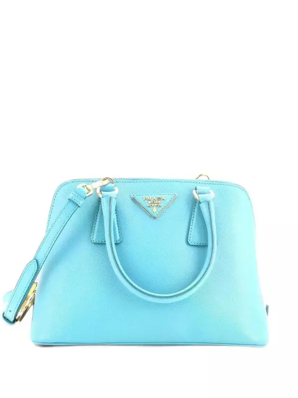 Prada Promenade Bag Saffiano Leather Small Satchel - Blue