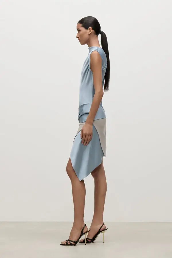 Victoria Beckham Folded Crease Mini Dress - Light Blue