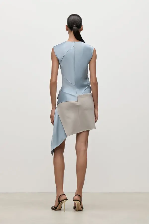 Victoria Beckham Folded Crease Mini Dress - Light Blue