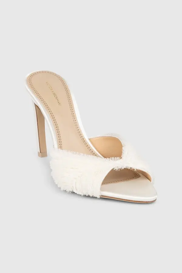 Victoria Beckham Harlow Open Toe Mule 100 Embroidery - Ivory