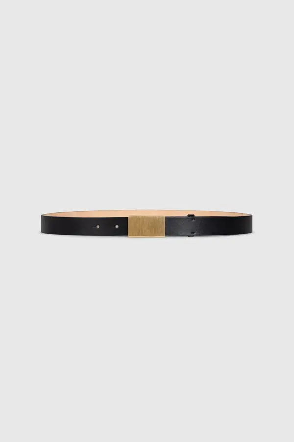 Victoria Beckham Portofino Guilloché Belt 25mm Shiny Leather - Black