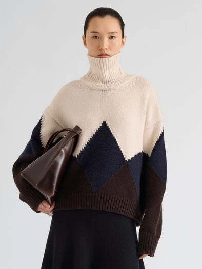 Proenza Schouler Oren Intarsia Turtleneck - Raisin Multi
