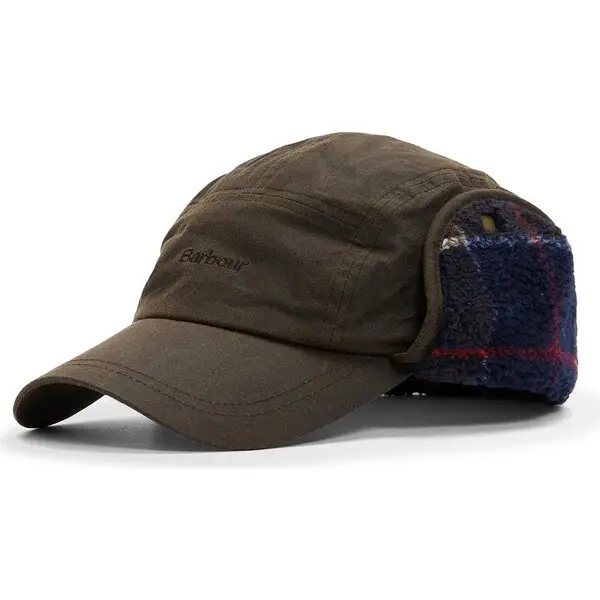 Barbour Lonnen Waxed Cotton Carpenter Cap - Olive