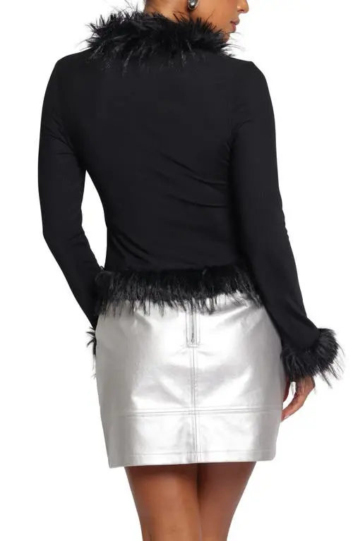 PETAL & PUP Katerina Faux Fur Trim Top
