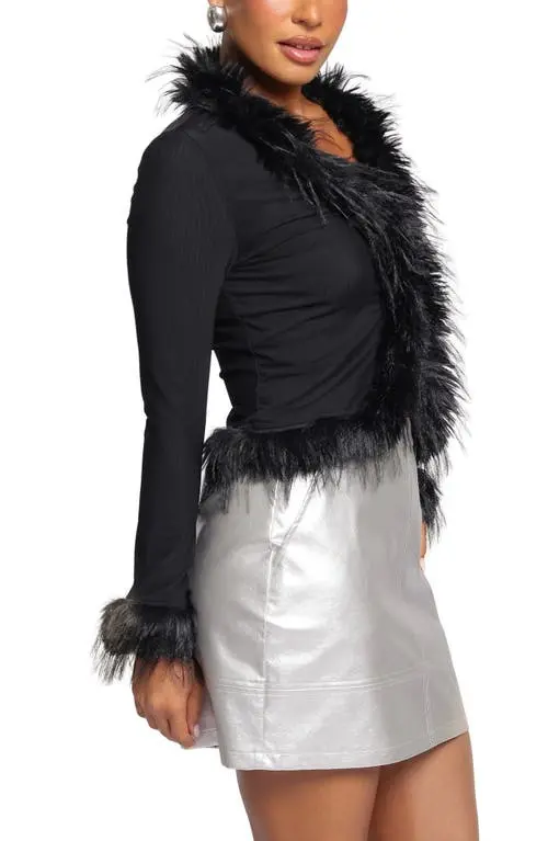 PETAL & PUP Katerina Faux Fur Trim Top