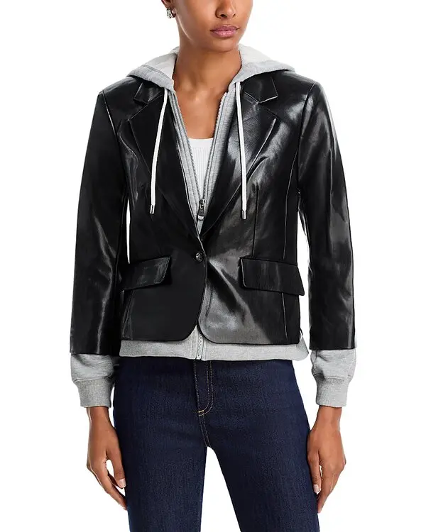 Cinq À Sept Le Petit Khloe Faux Leather Layered Blazer