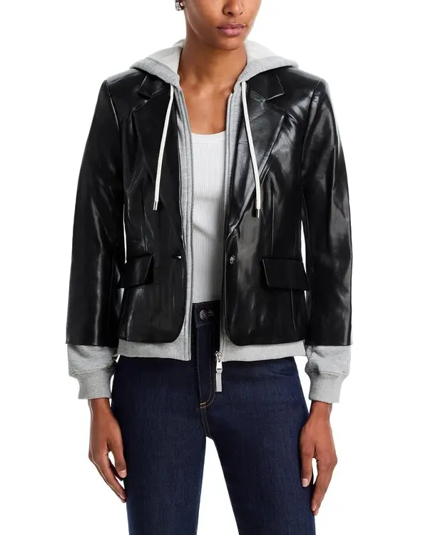 Cinq À Sept Le Petit Khloe Faux Leather Layered Blazer