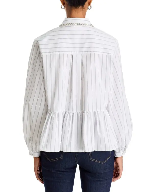 Cinq À Sept Nyomi Striped Peplum Top