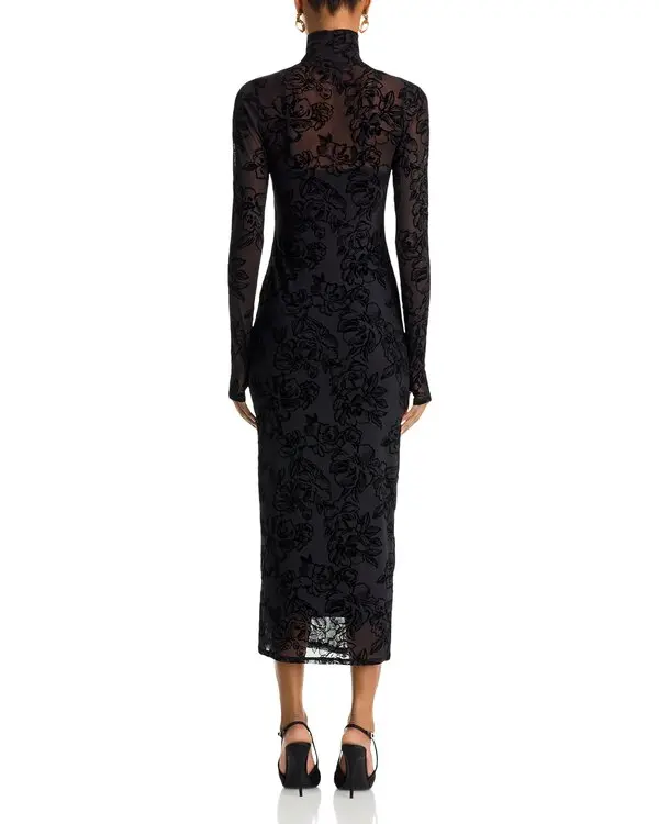 AFRM Shailene Flocked Mesh Midi Dress