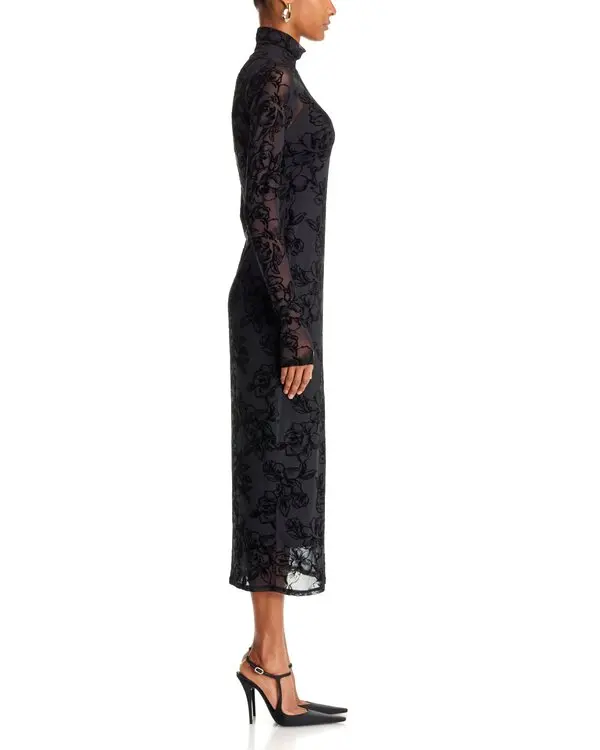 AFRM Shailene Flocked Mesh Midi Dress