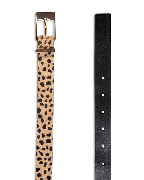 BLACK SUEDE STUDIO Legend Reversible Calf Hair Belt - Camel Dotted