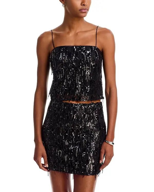 Generation Love Norma Sequin Fringe Cropped Top