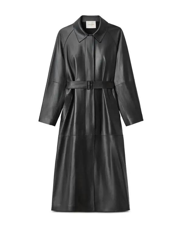 Lafayette 148 New York Leather Oversized Belted Trench Coat