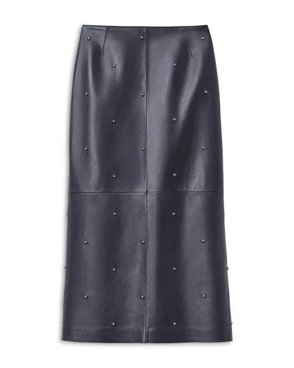 Lafayette 148 New York Hand Studded Leather Column Skirt