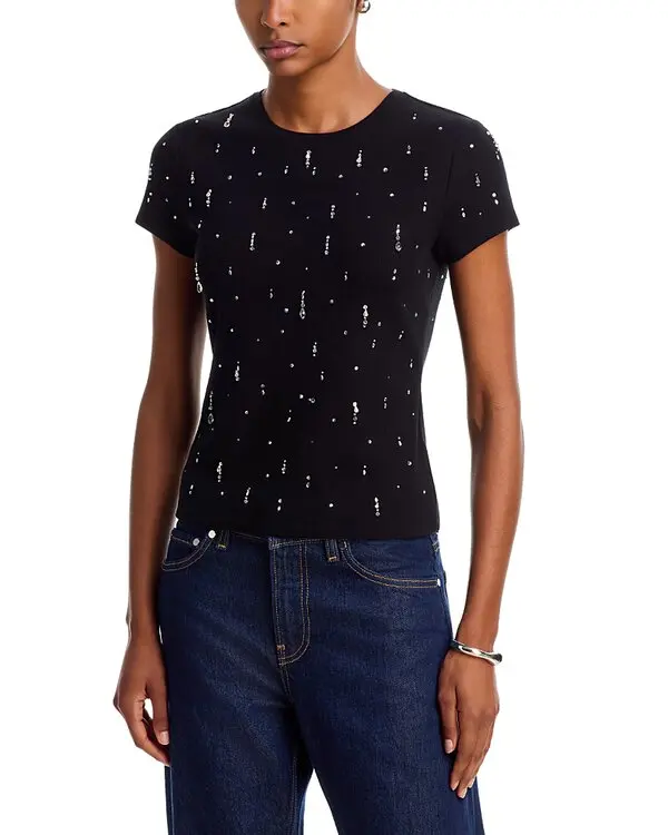 Generation Love Eva Embellished Short Sleeve Tee - Black/clear