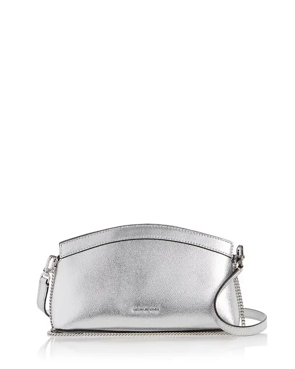 Michael Kors Athena Convertible Leather Crossbody Bag - Silver