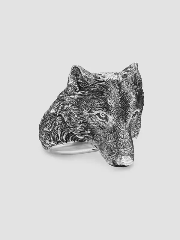 David Yurman Petrvs Wolf Signet Ring In Sterling 25mm - Silver