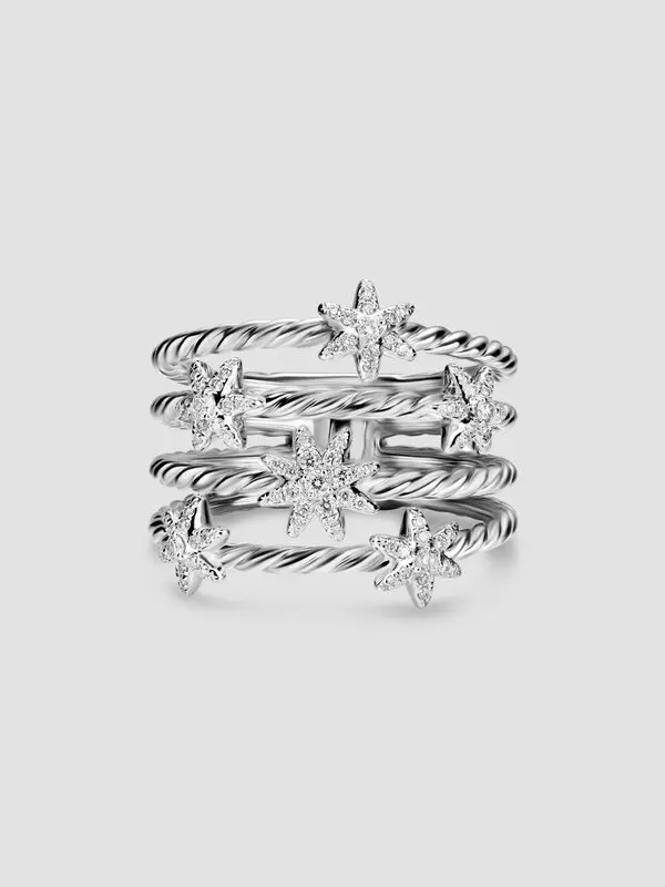 David Yurman Petite Starburst Multi Row Ring In Sterling