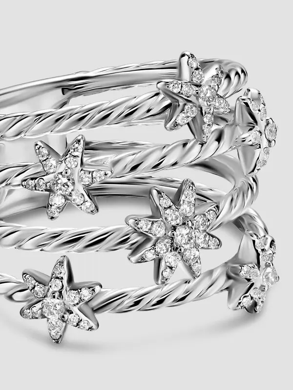 David Yurman Petite Starburst Multi Row Ring In Sterling