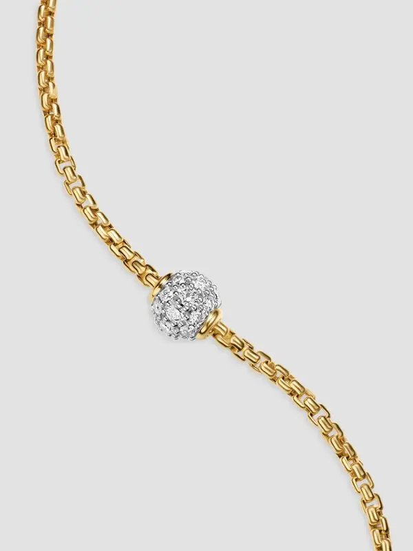 David Yurman Pavé Bead Box Chain Necklace In 18k Yellow