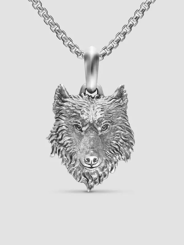David Yurman Petrvs Wolf Amulet In Sterling 26mm