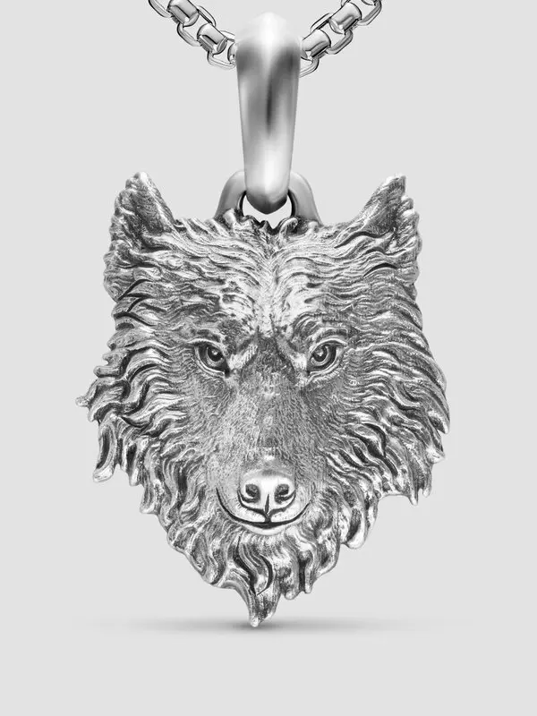 David Yurman Petrvs Wolf Amulet In Sterling 26mm