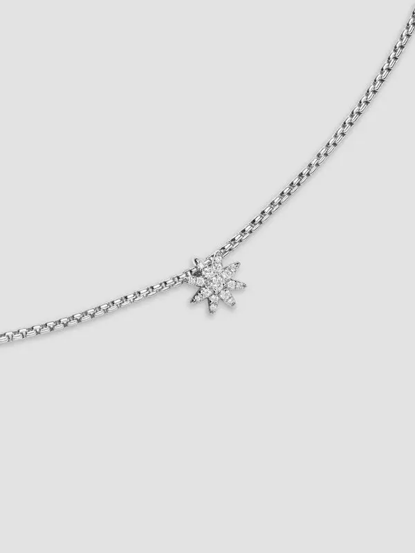 David Yurman Petite Starburst Station Necklace In Sterling With Diamonds, 7mm